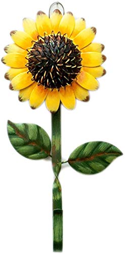 T&Garice Vintage Heavy Duty Metal Decorative Sunflower Wall Hook Rustic Key Apron Coat Wall Hanger Kitchen Bathroom Indoor Outdoor Wall Decoration- (Set of 2)