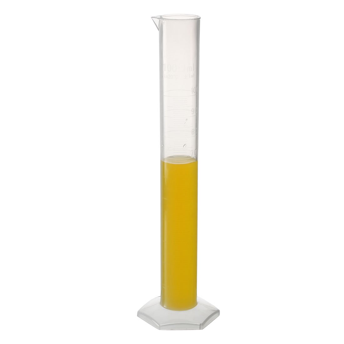 uxcell Plastic Graduated Cylinder, 100ml Measuring Cylinder, Science Test Tube Beakers, Single Metric Scale, Clear Hex Base Flask for Lab Home 6pcs