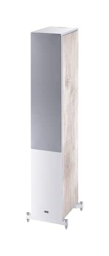 HECO Aurora 700 3-Way, Dual 6.5" Floorstanding Speaker in White Outfitted for Deeper Bass