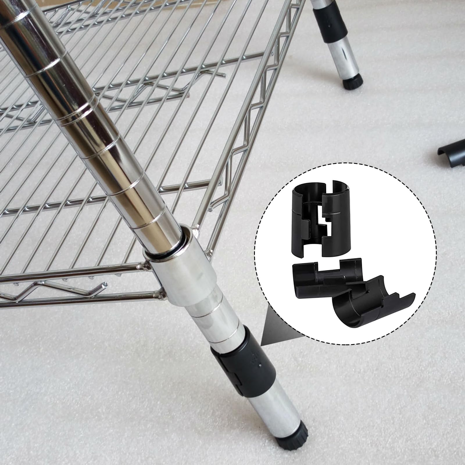 50 Pack of Black Wire Shelf Clips, Plastic Clip Lock Replacements for Shelves With 1 Inch Posts