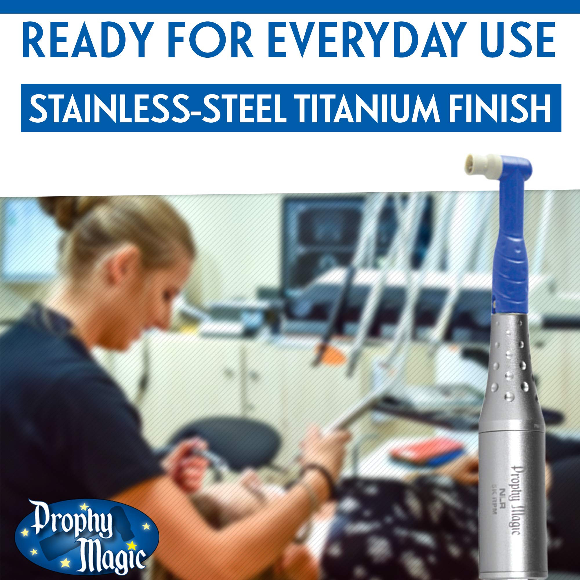 Prophy Magic NLR Hygiene Dental Handpiece, Stainless Steel Titanium with 5000 RPM Motor - Professional Care & Hygiene Tool for Cleaner, Whiter Teeth