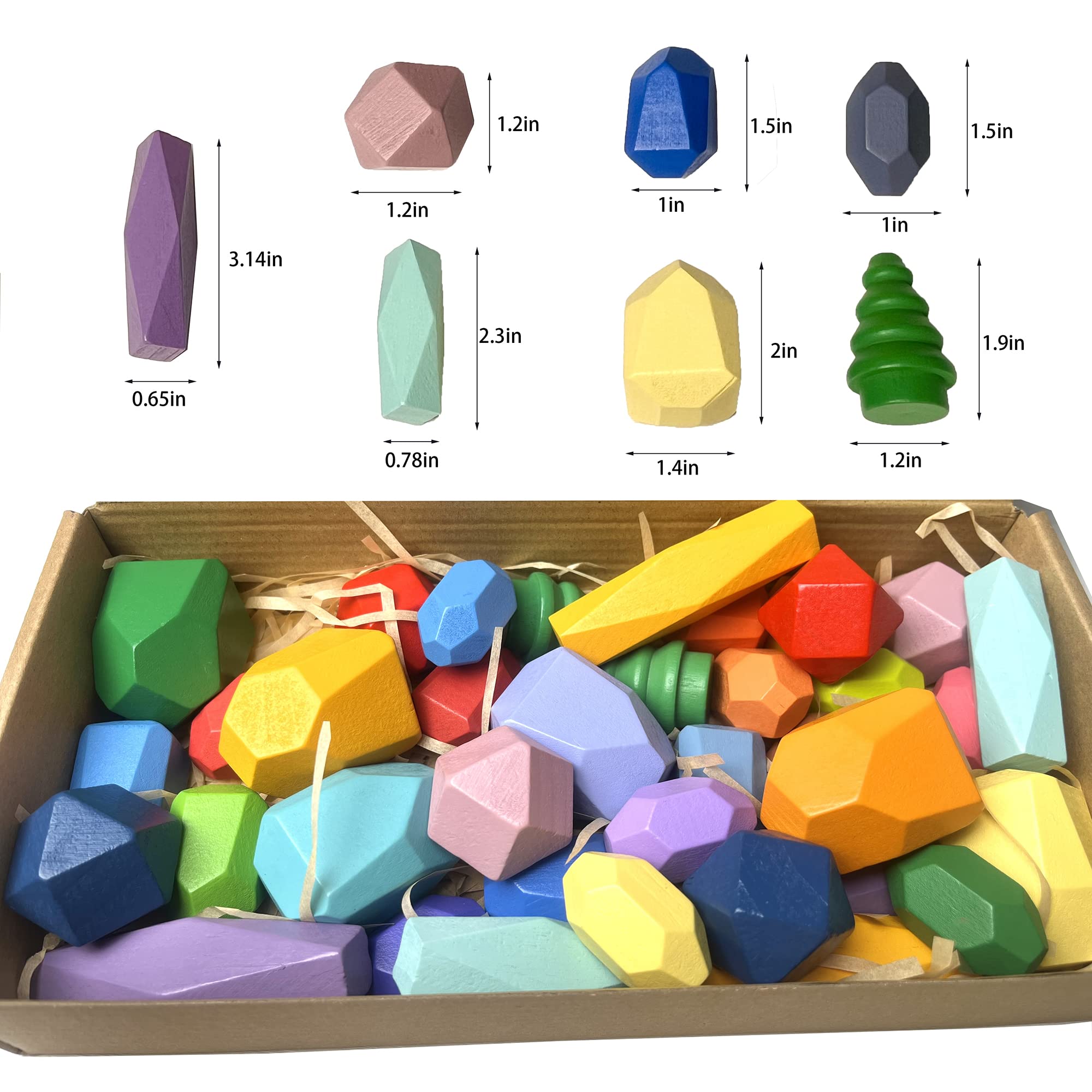 38 Pcs Wooden Stacking Stones Balancing Set: Montessori Educational Toy for Pre-School, Children's Building Blocks Game, Suitable for Boys and Girls