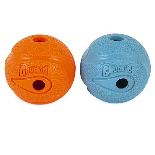 Chuckit The Whistler Ball Dog Toy, Medium (2.5 Inch Diameter) for Dogs 20-60 lbs, Pack of 2, Multicolor