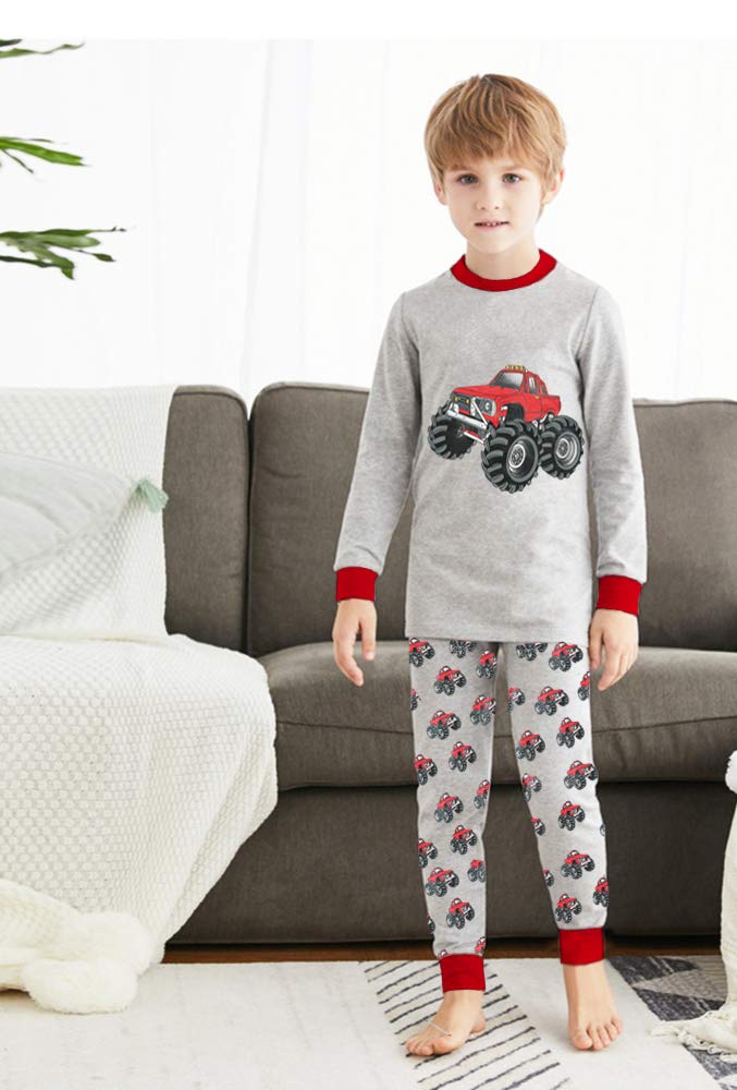 Little Boys Gray Pajamas Sleepwear Red Race Car Toddler Pyjamas Pant Sets for 6t Kids