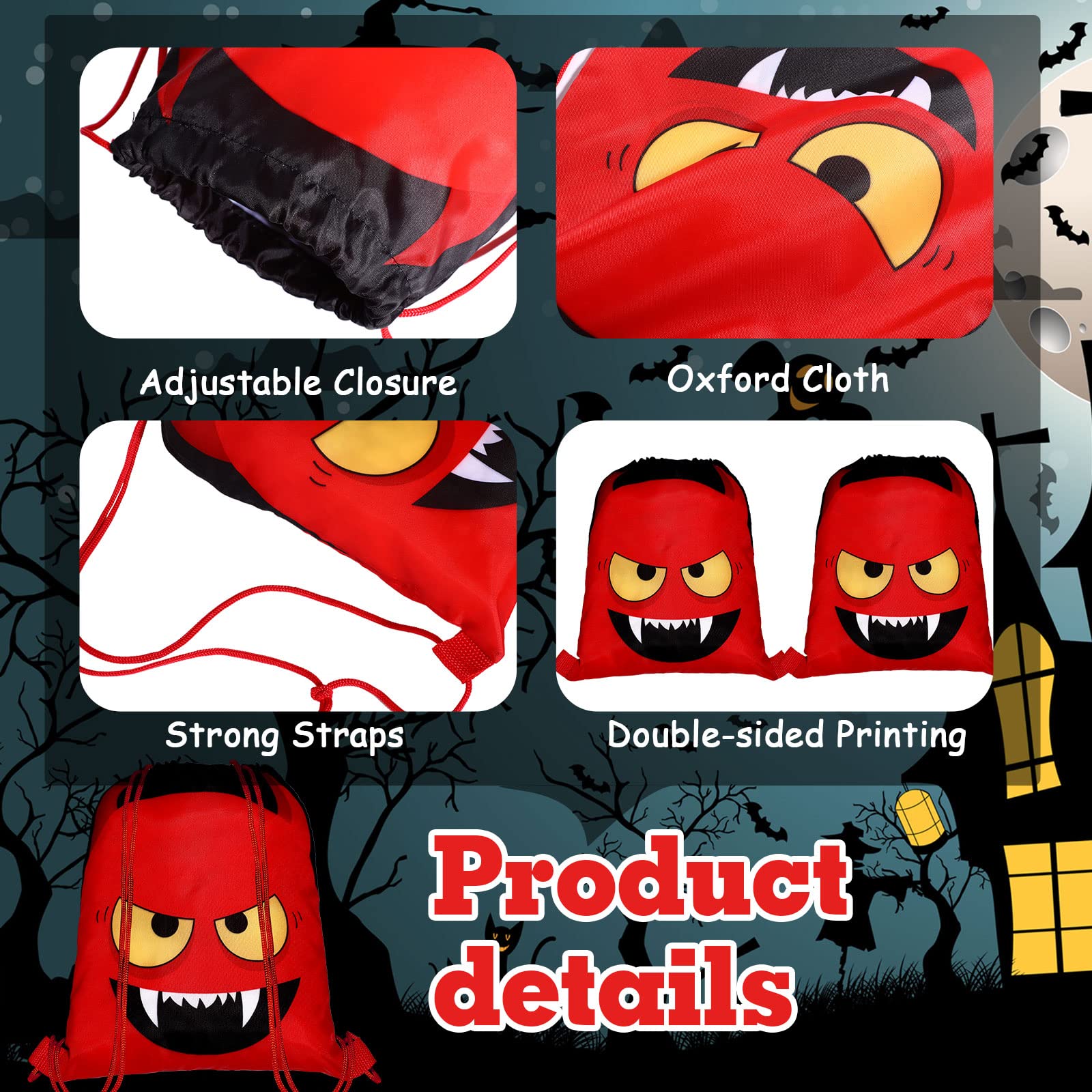 Shihanee 18 Pcs Halloween Drawstring Bags Set Halloween Drawstring Backpack Party Supplies Halloween Polyester String Sack Bags Bulk for Kids Party Favors Gift Wrap Bags, 6 Styles