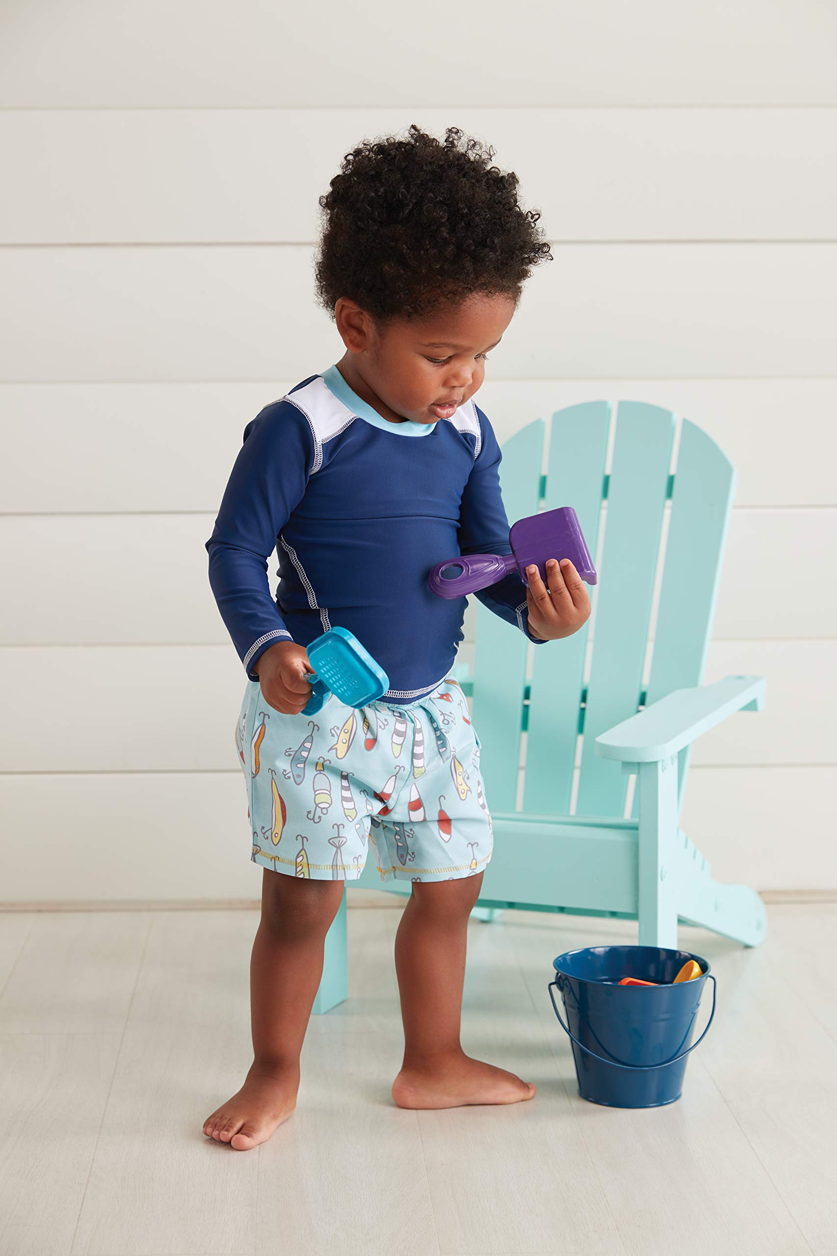 Mud Pie baby boys Fishing Lure ANIMAL SWIM TRUNKS, Fish, 2-3T US