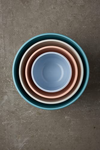 Mepal, Cirqula Set of 4 Multi Food Storage and Serving Bowls with Lids, Food Prep Containers, Deep, Nordic Denim, 1 each (17oz, 34oz, 68oz,101 oz), 1 Set