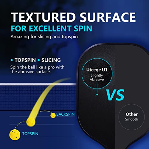 Uteeqe Pickleball Paddles Set of 2 - Graphite Surface with High Grit & Spin, USAPA Approved Pickleball Set Pickle Ball Raquette Lightweight Polymer Honeycomb Non-Slip Grip w/ 4 Outdoor Balls & Bag