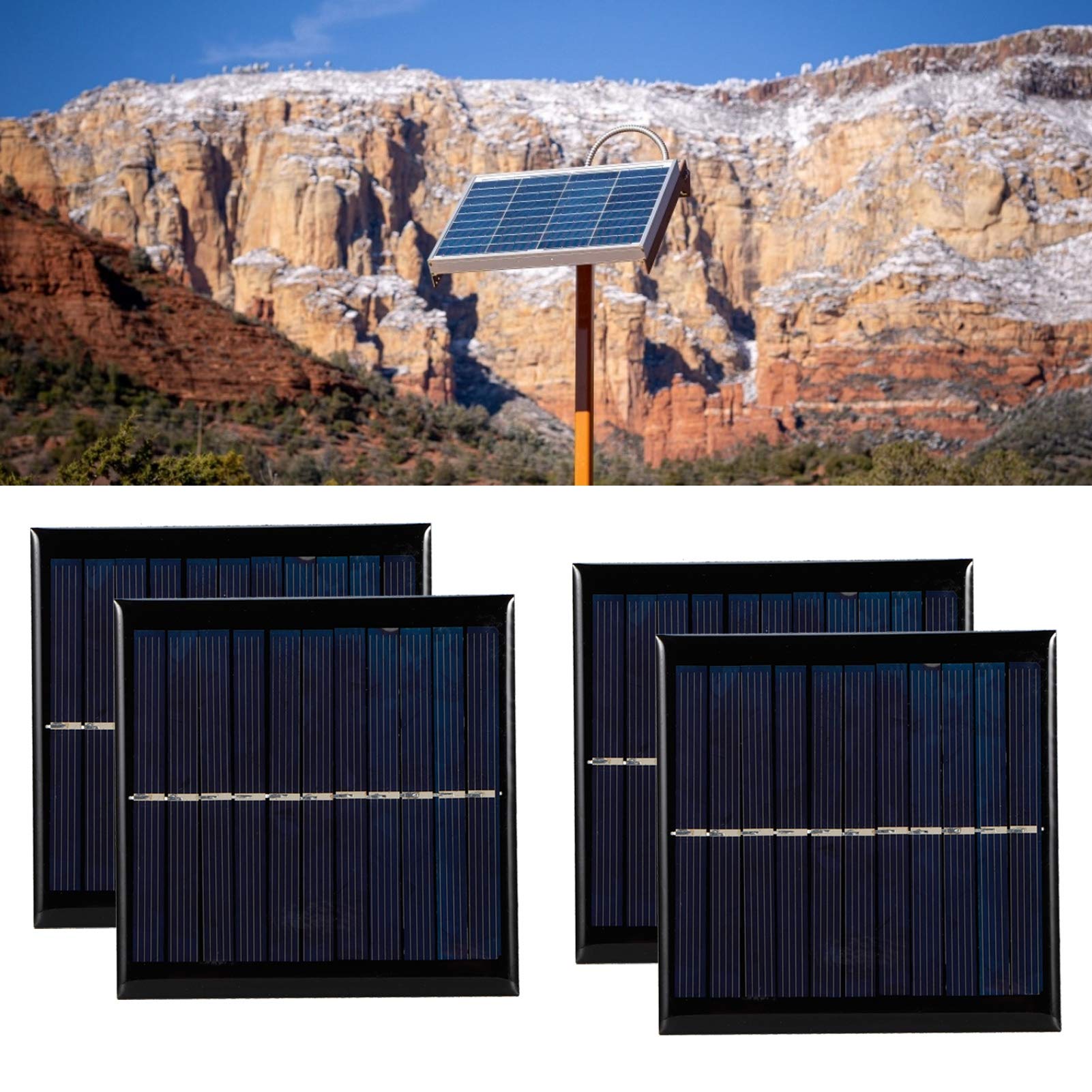 4pcs 1W 5.5V Polycrystalline Solar Panel, High Efficiency Module Off Grid PV Power for Battery Charging, Boat, Caravan, RV 95 x 95mm