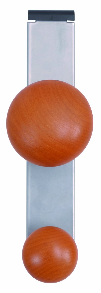 Alba Over-The-Panel Coat Hook For Cubicles or Partitions, Double Peg, Metallic Silver and Light Wood (PM2PARTBO)
