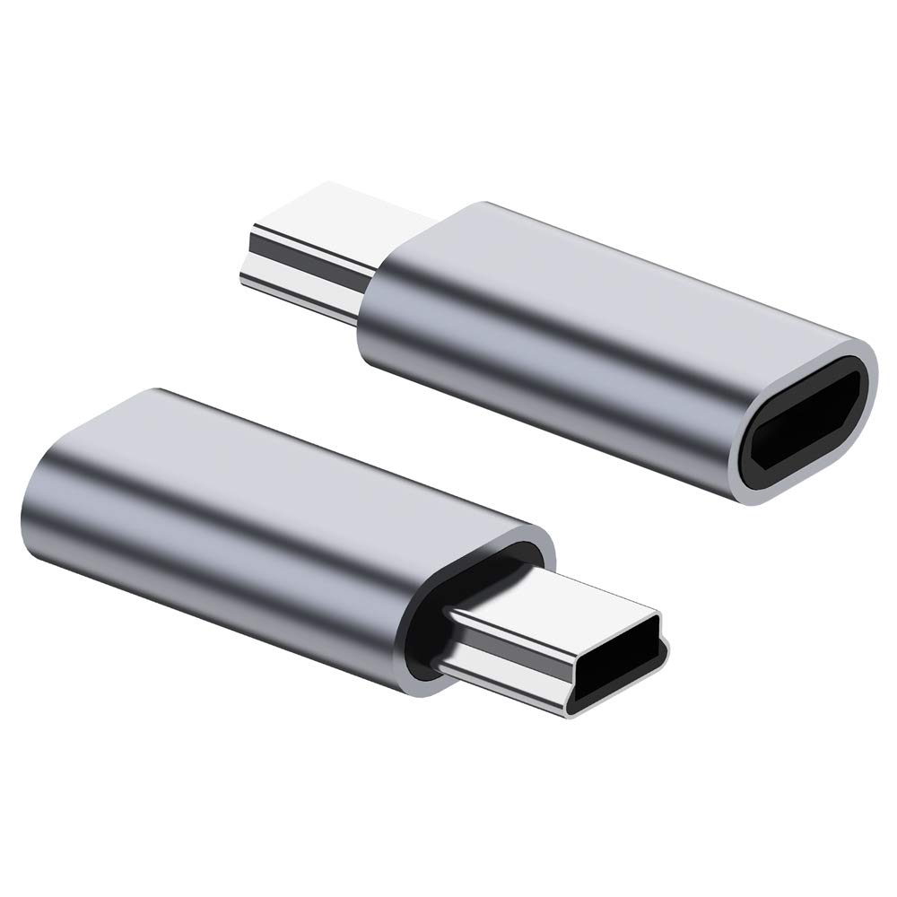 Micro USB to Mini USB 2.0 Adapter, (2-Pack)Micro USB Female to Mini USB 2.0 Male Convert Connector Support Charge & Data Sync Compatible PS3 Controller, MP3 Player, Dash Cam, Digital Camera, Hero 3+
