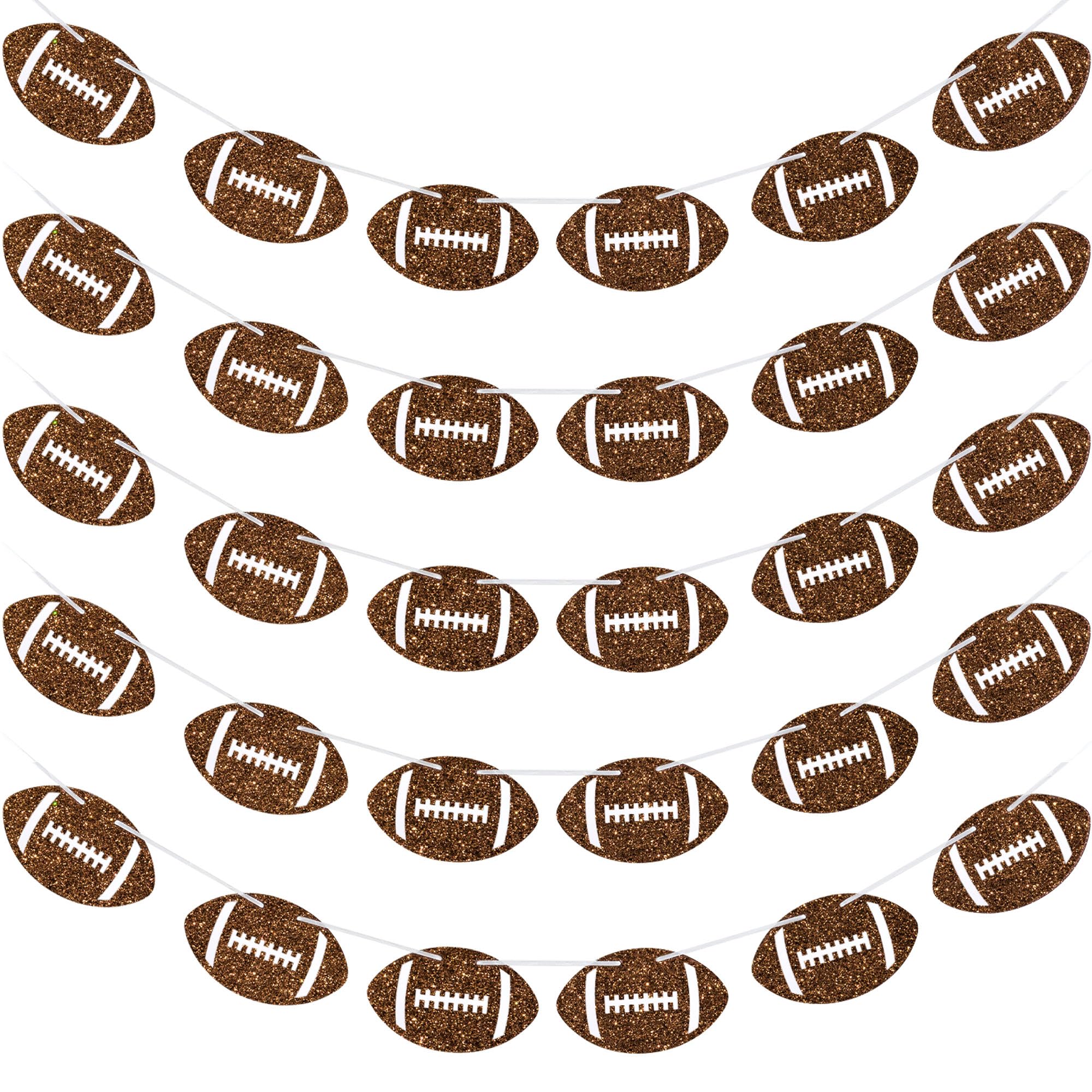 5 Count Football Party Banner Football Paper Garland Sports Theme Hanging Decorations Glitter Football Banner for Superbowl Game Day Boys Birthday Baby Shower Party Supplies