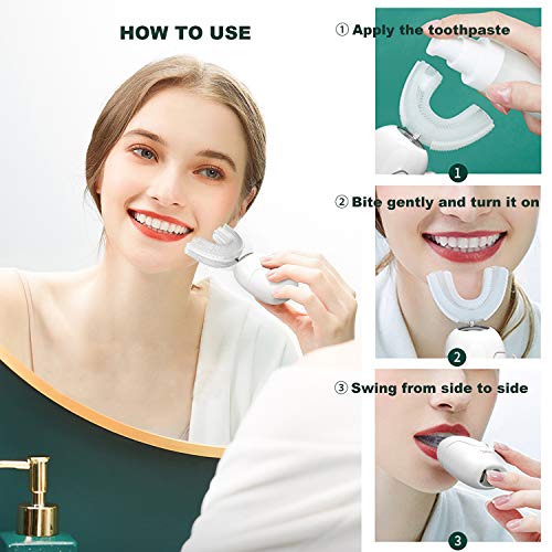 Sunartec Electric Toothbrushes 2023 Newly Generation Sonic U-Shaped Toothbrushes Teeth Whitening Kit Gel for Adults Portable Purplr-Light Cleaning and Air-Drying Powerful Charger IPX7