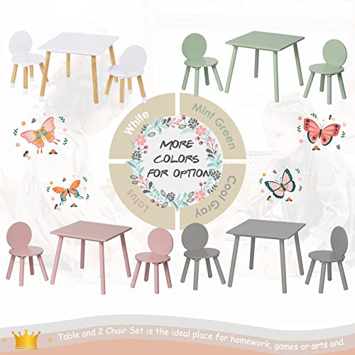 UTEX Kids Table with 2 Chairs Set for Toddlers, Boys, Girls, 3 Piece Kiddy Table and Chairs Set, White