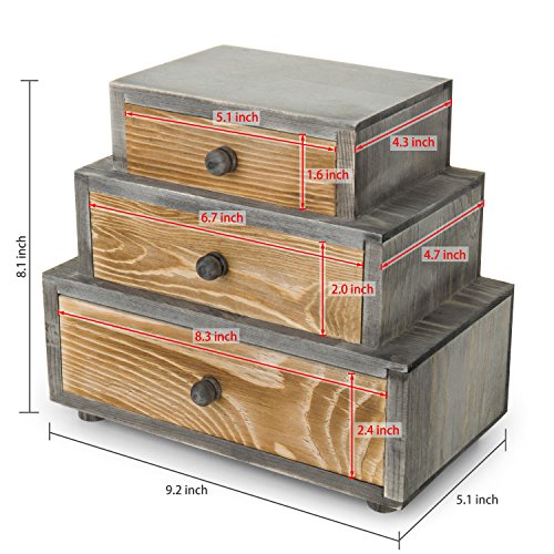 MyGift 3-Drawer Desk Storage Organizer Drawers - Rustic Wood Office Supplies Cabinet