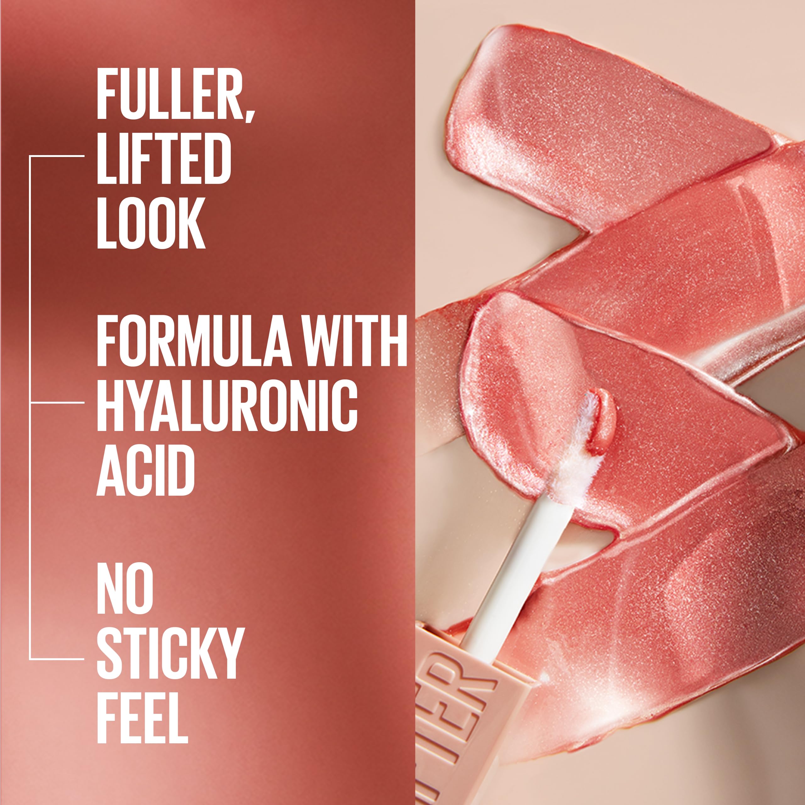 Maybelline Lifter Gloss, Hydrating Lip Gloss with Hyaluronic Acid, High Shine for Plumper Looking Lips, Reef, Peachy Neutral, 0.18 Ounce