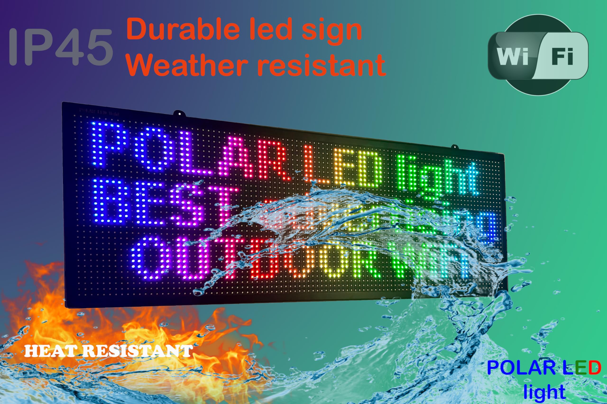 WiFi P6 high Resolution LED RGB Color Sign 40" x 11" with high Resolution P6 128x32 dots and New SMD Technology. Perfect Solution for Advertising