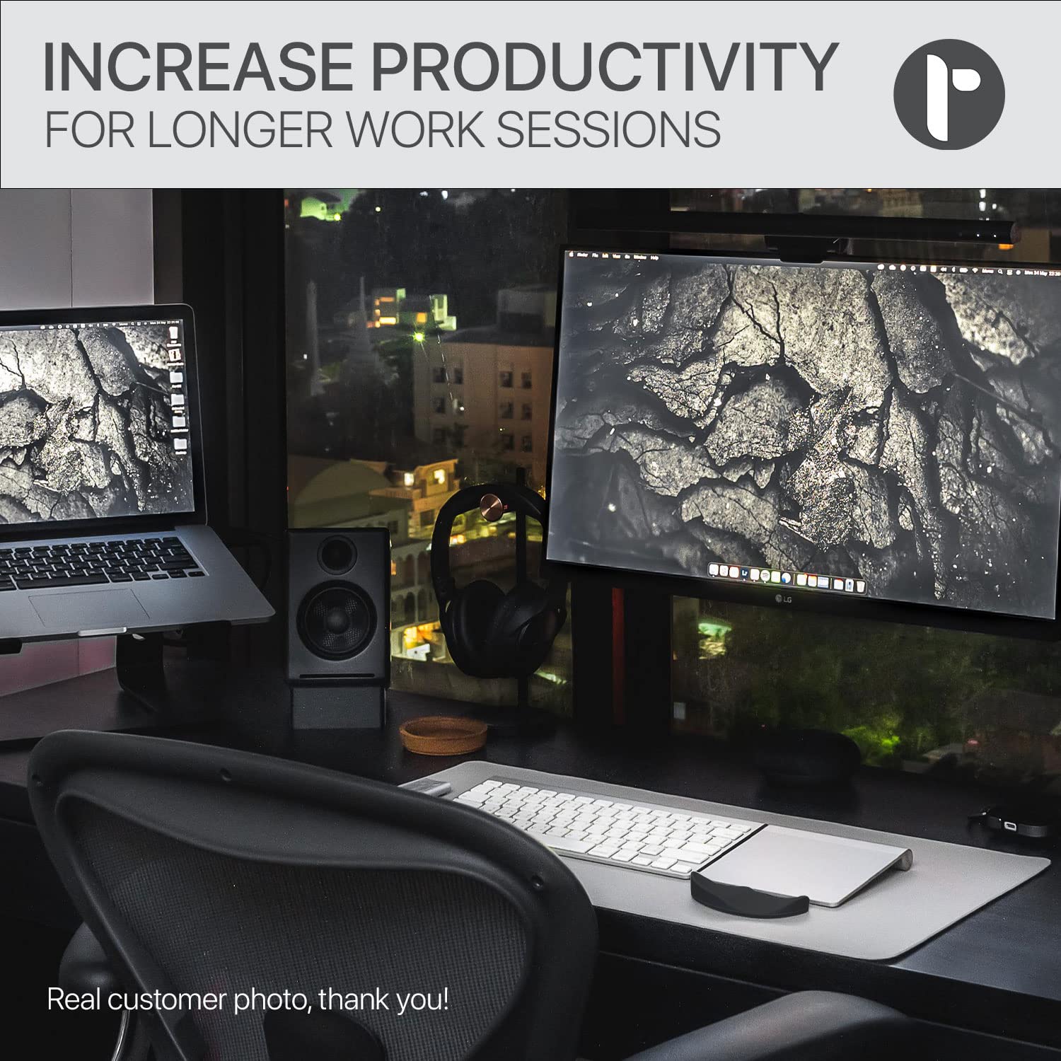 Reloot Glider v2 - Ergonomic Gliding Palm Rest, Soft Cooling Material, Sliding Wrist Pad That Moves with Your Mouse, Physician Designed for Carpal Tunnel Syndrome, Lightweight Wrist Rest (Black)