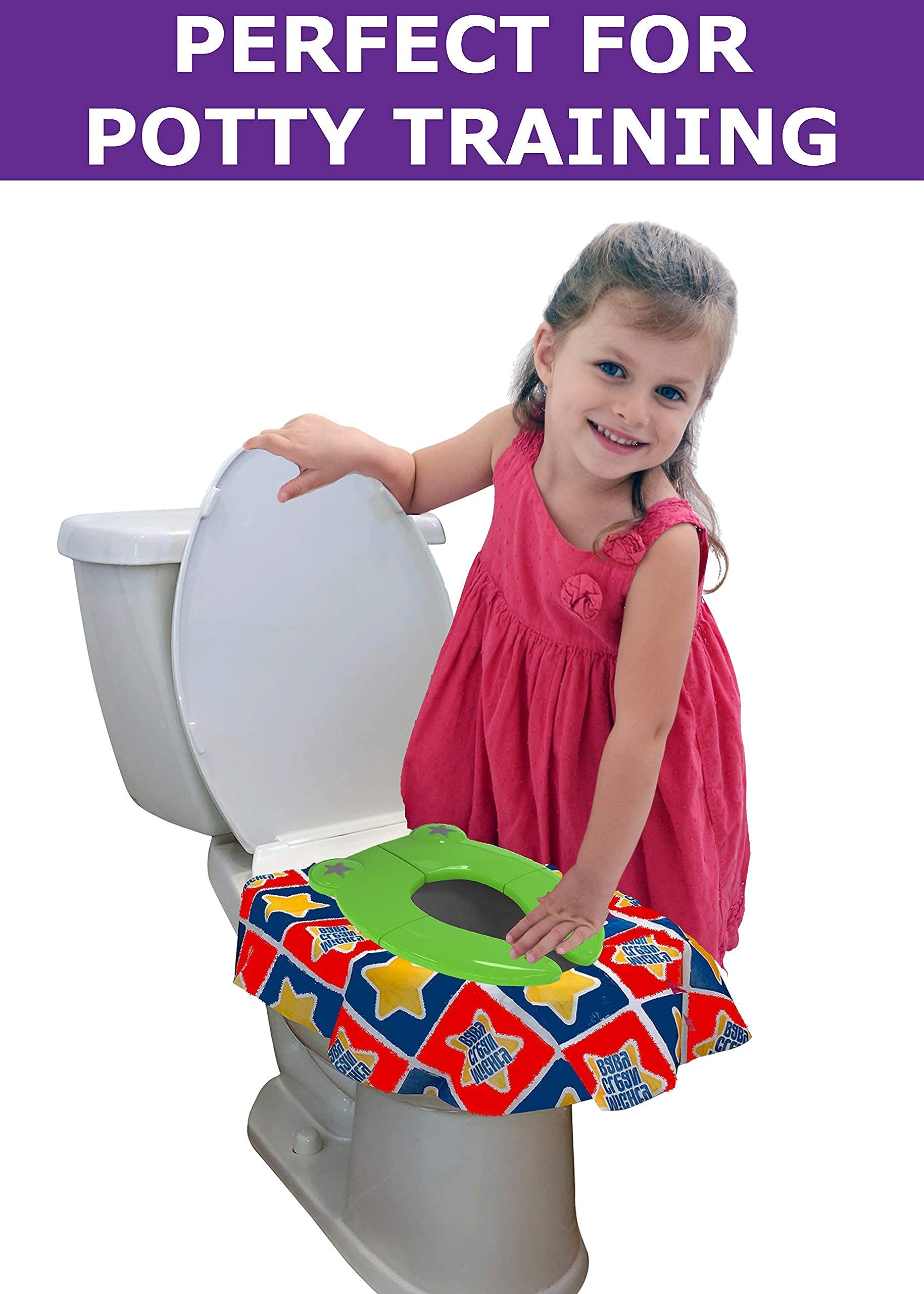 Mighty Clean Baby Potty Training Pack - 24 Disposable Toilet Seat Covers and Folding Travel Potty Seat