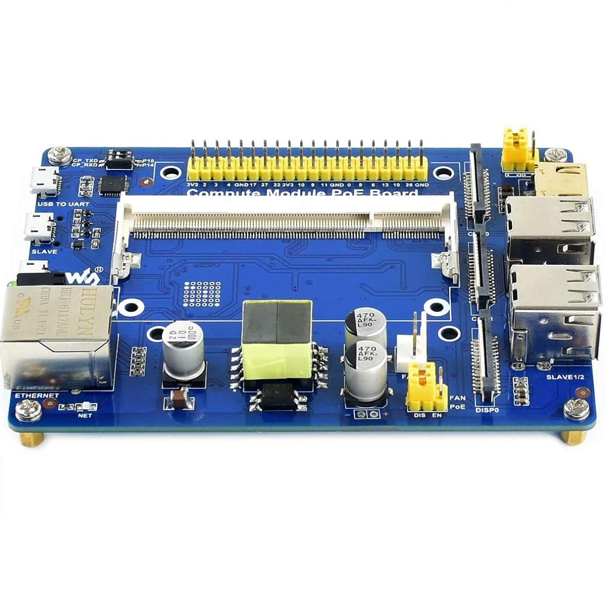 waveshare Compute Module IO Board with PoE Feature Development Board for Raspberry Pi CM3 / CM3L / CM3+ / CM3+L,with Ethernet Port,USB Ports,HDMI/DSI/CSI Camera Interface