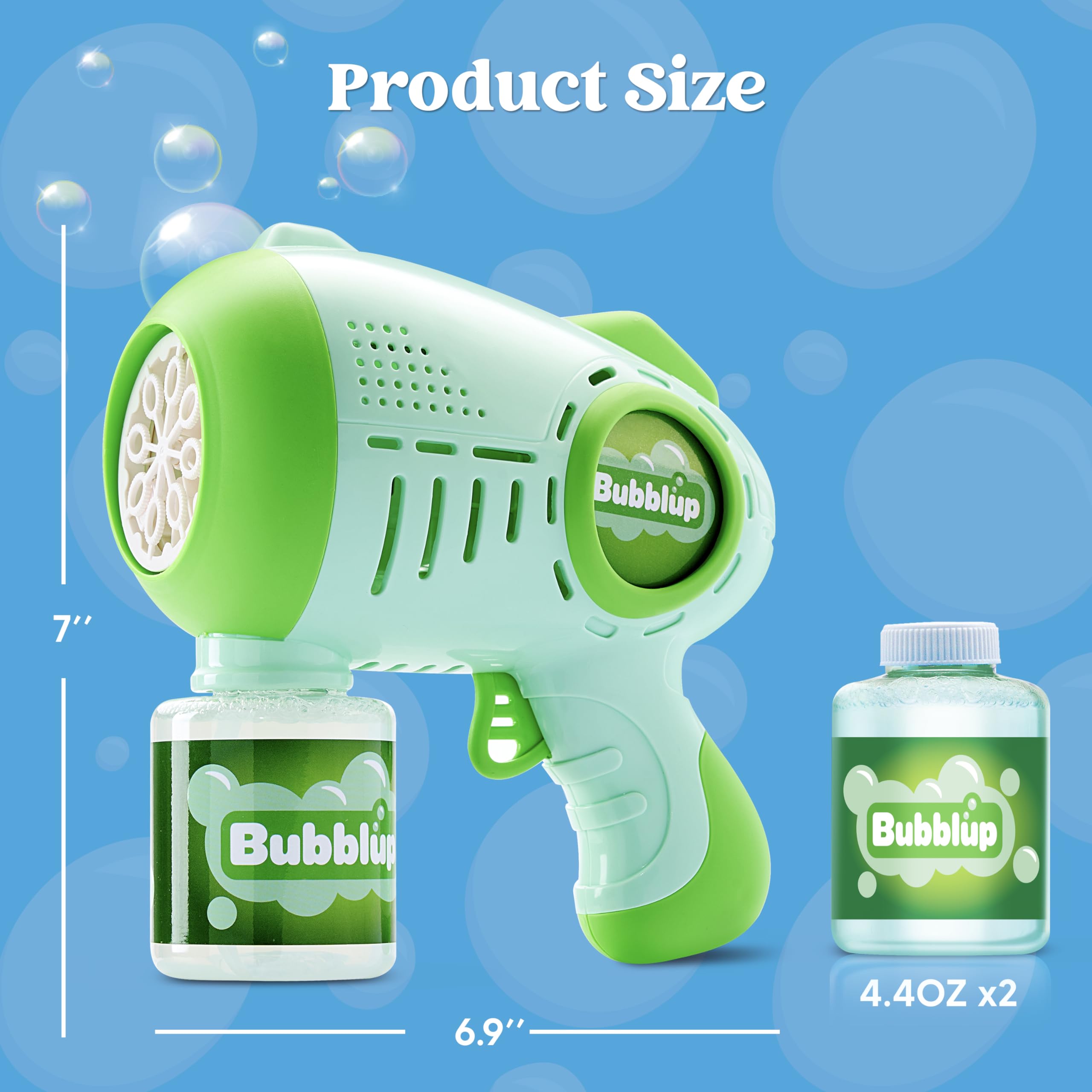 JOYIN 2 Packs Bubble Guns with 4 Bottles Bubble Solution, 10 Holes Light Up Automatic Bubble Machine Gun for Kids, Adults, Summer Toys, Easter Basket Stuffers, Birthday Gift, Bubbles Party Favors