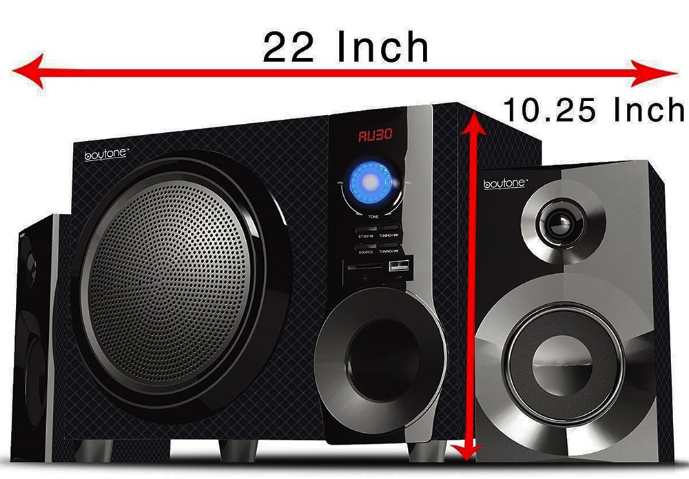 Boytone BT-210FD, Ultra Wireless Bluetooth Main unit, Powerful Sound with Powerful Bass System 30 watt, Excellent Quality Clear Sound & FM radio, with Remote Control Aux Port, SB/SD/ for Smartphone's , Tablets , Desktop Computers , Laptops ,Black Color