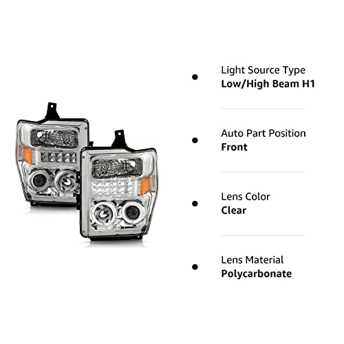 ACANII - For 2008 2009 2010 Ford F250 F350 F450 SD LED Halo Projector Headlights Headlamps Driver + Passenger Side