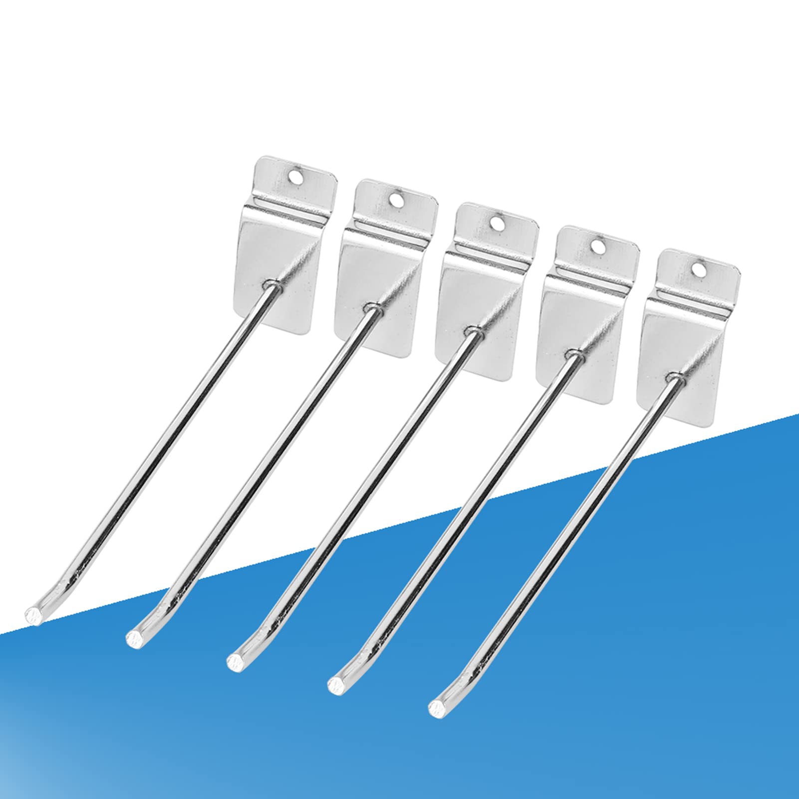 Jadeshay 25pcs Slatwall Hooks, 6 Inch Panel Hook Set, Max Load Over 3.3lb, Sturdy Chrome Finish for Shop Shelves Organize