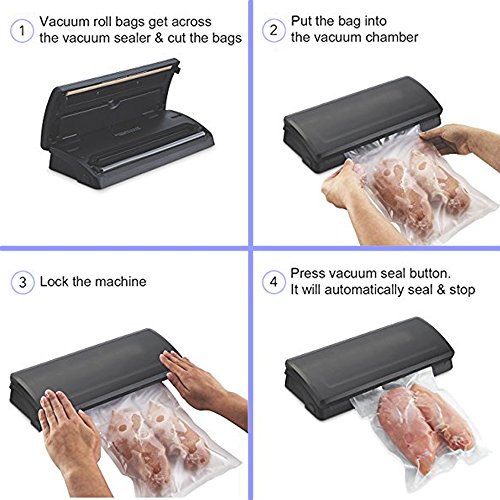 Vacuum Sealer Bags, 2 Rolls 11" x 50' and 8" x 50' Commercial Grade Sealer Saver Rolls for Foodsaver and Sous Vide