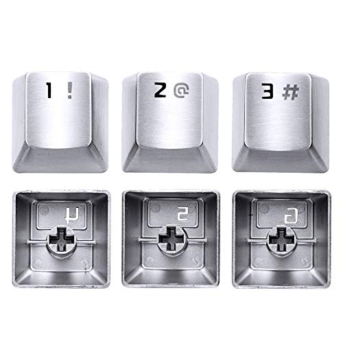 Qupei Metal Keycaps OEM(WASD Keys) FPS/MOBA for 60%/87/104/108 for MX Switches Mechanical Keyboard, Ultra-Thin FPS & MOBA Gaming Keyboard Caps for Cherry Mx Switch (Silver)
