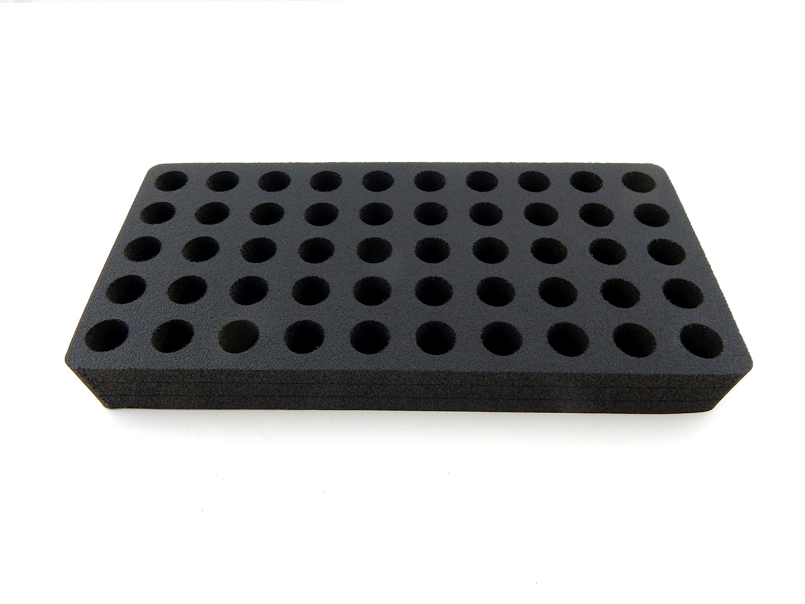 Polar Whale HPLC 4ml Vial Rack Black Foam Storage Rack Organizer Stand Transport Holds 50 Vials Fits up to 15mm Diameter Vials