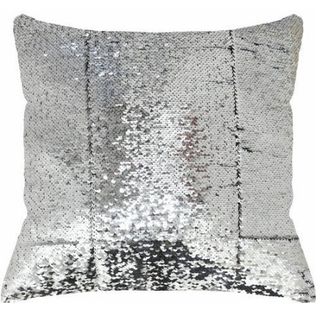 Idea Nuova Reversible Sequin Decorative Pillow, 17x17, Silver