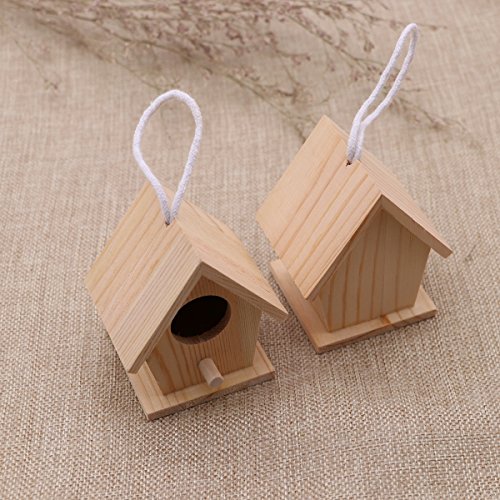 HEALIFTY Wooden Hanging House Mini Bird Nest Woodhouse for Decoration 4Pcs