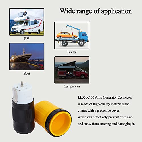 50 AMP Twist Lock Plug Female with Protective Cover, LL550C 50 AMP Generator Connector, CS6364 Generator Cord Cap 125 Volt//250 Volt Generator Plug