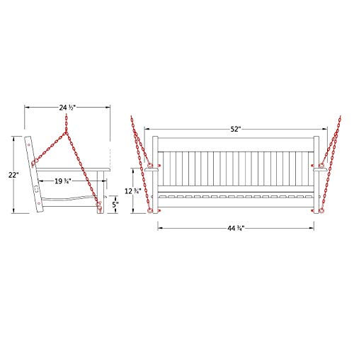 Cambridge Casual Teak Wood Porch Swing, Teak Frame, Bentley