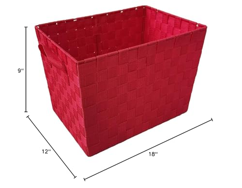 ITALIA 3-pack Large Nylon Basket Red color Size: 15 x 10 x 8" H
