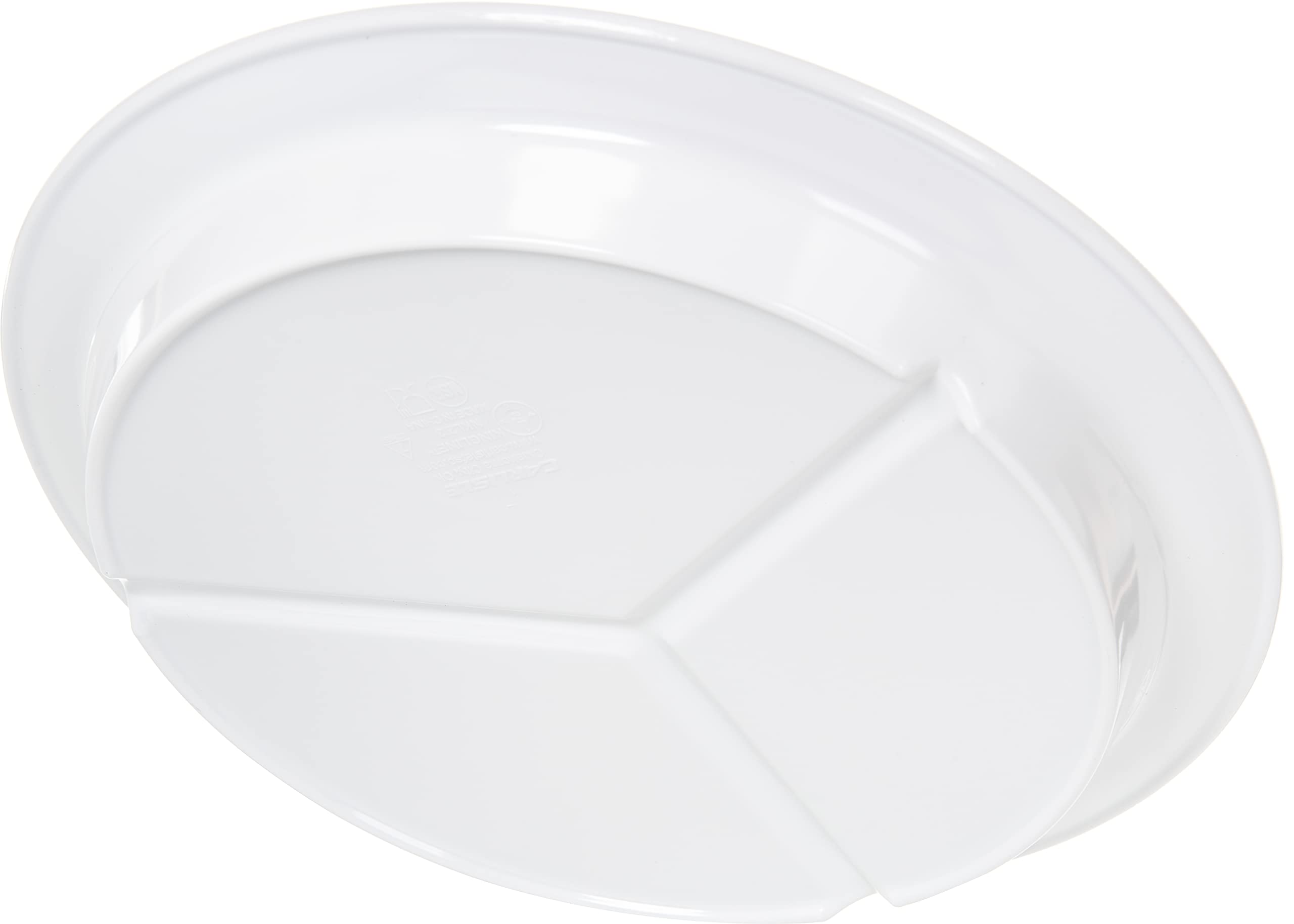 Carlisle FoodService Products Kingline Divided Plate Deep Compartment Plate with 3 Compartments for Home and Restaurant, Melamine, 8.75 Inches, White