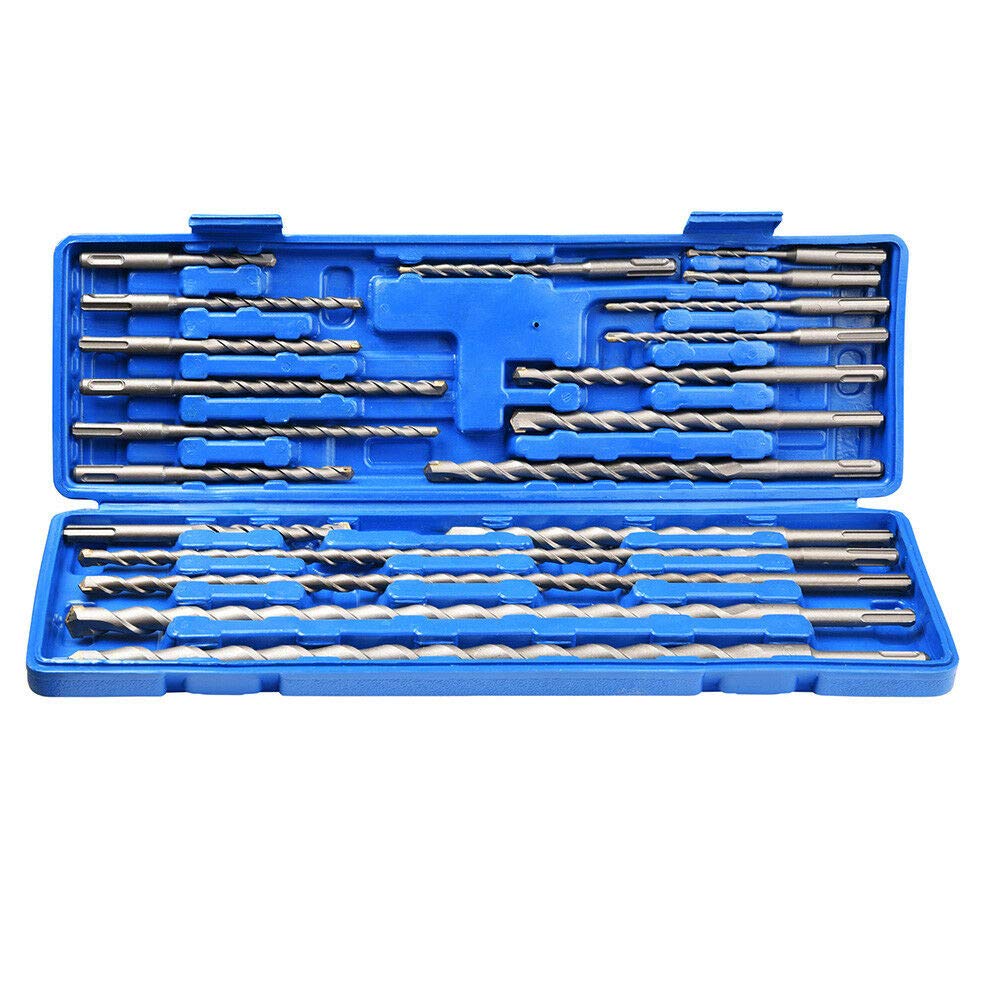 Kanizz Portable Construction Drill Bits SDS Plus Rotary Hammer Drill Bits Concrete Masonry Hole Universal Tool Set, Set of 20pcs