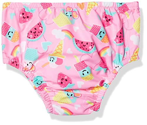 Swim Time Girls' Reusable Swim Diaper UPF 50+ with Side Snaps, Pink ice Cream/Watermelon, X-Large