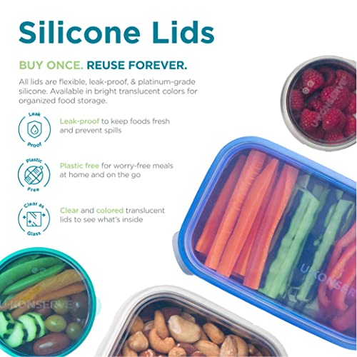 U-Konserve Stainless Steel Round Food-Storage Lunch Container 9oz - Clear Silicone Lid - Leak Proof and Airtight - Dishwasher Safe - Plastic Free