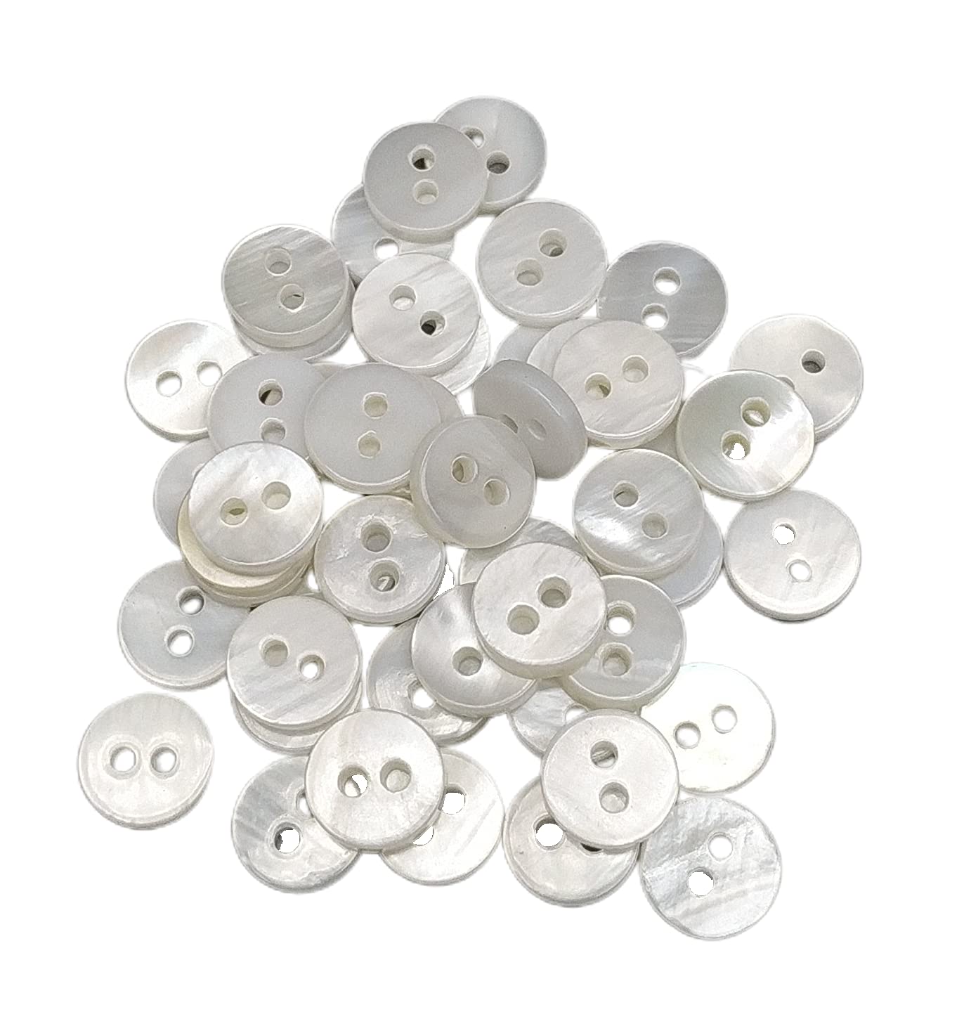 50 Nacar Natural Shell Buttons - Sewing Accessory - 6 Sizes - Manufactured and Shipped from Spain - (8 mm)