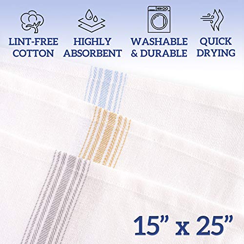 GREEN LIFESTYLE 12 Pack Kitchen Towels 15x25-100% Natural Cotton Dish Cloths, Reusable Cleaning Rags, Super Absorbent, Machine Washable Kitchen Towel Set