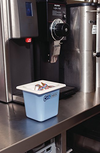 Carlisle FoodService Products CM1104C1402 Coldmaster CoolCheck 6" Deep Sixth-Size Insulated Cold Food Pan, 1.6 Quart, Color Changing, White and Blue