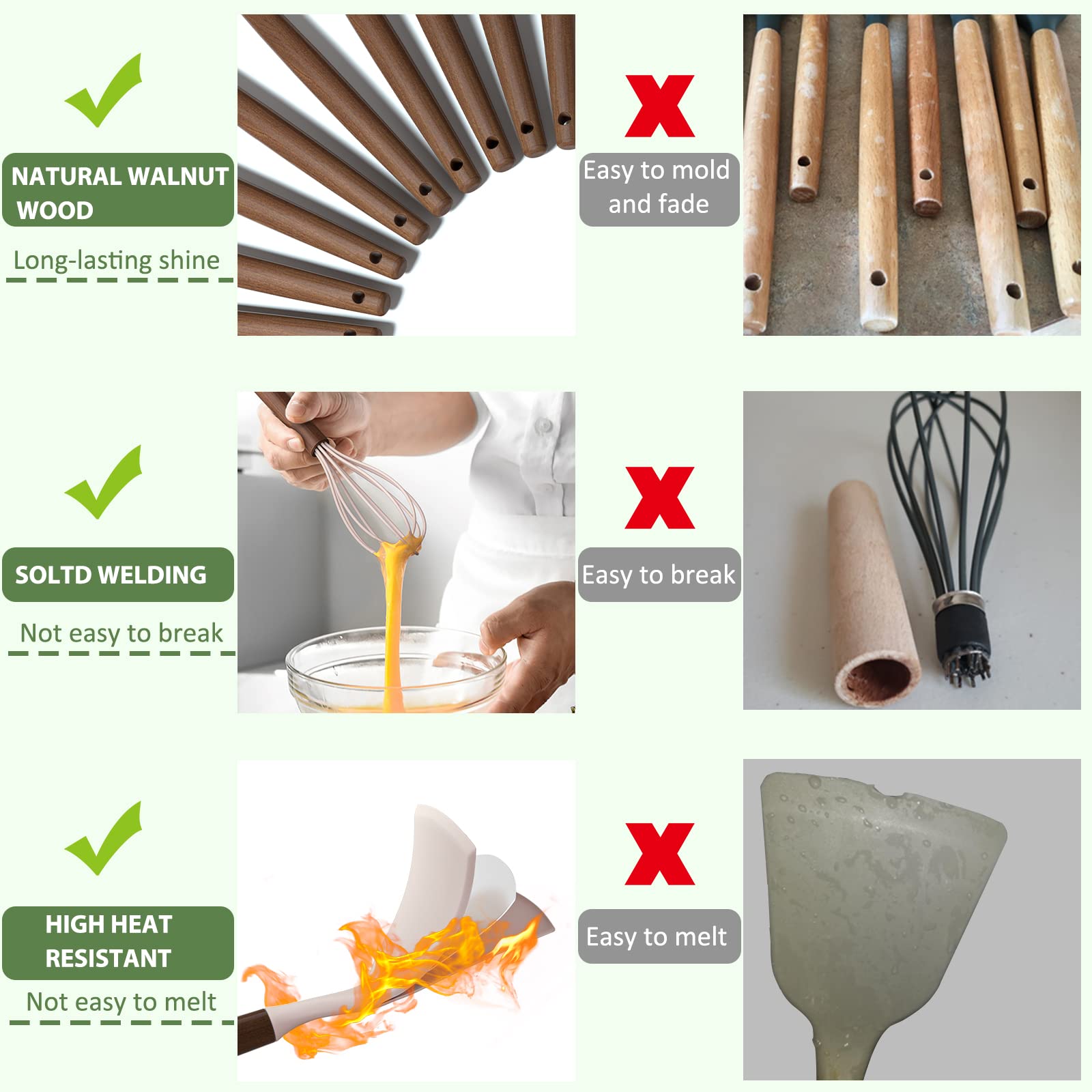 33 Pcs Silicone Kitchen Utensils Set, Khaki Kitchen Cooking Utensils Set with Black Natural Walnut Hard Wood Handle, Silicone Utensils Set with Holder, Heat Resistant, BPA Free, Non Toxic