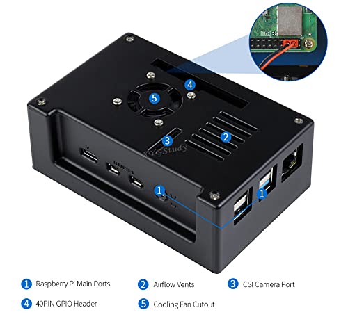 XYGStudy 4.3inch Capacitive Touch Display LCD for Raspberry Pi 4, with Protection Case Cooling Fan Screen Resolution 800×480 IPS Wide Angle MIPI DSI Interface, Supports Pi 4B Driver Free