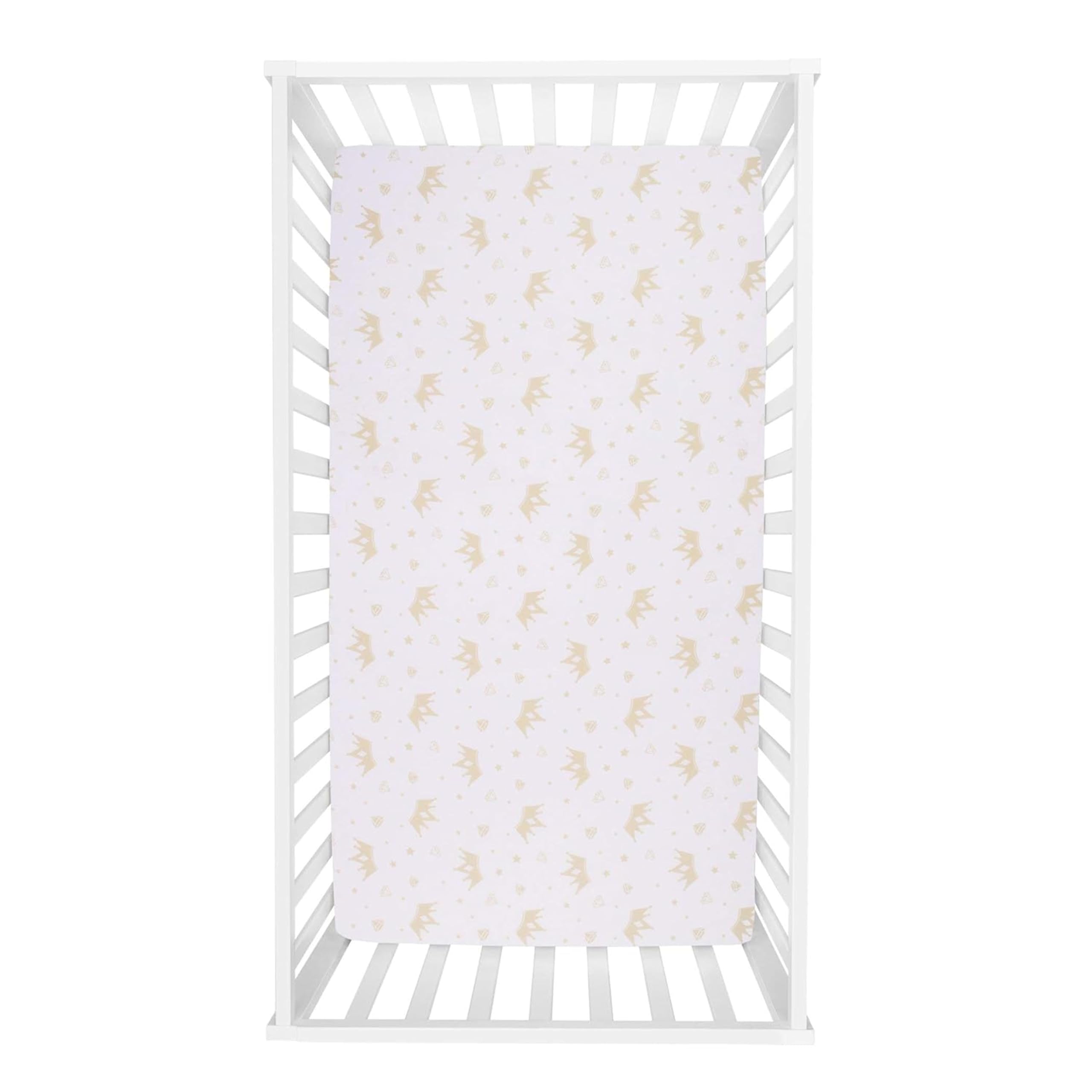 Sammy & Lou Tiara Princess 4-Piece Baby Nursery Crib Bedding Set for Girls, Includes Quilt, Fitted Crib Sheet, Crib Skirt, and Plush Toy