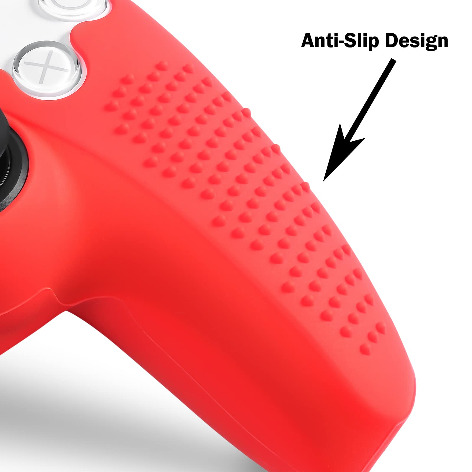 3 Pack Red Black Blue PS5 Silicone Controller Skin Cover with 10 x FPS PRO Thumb Grips Cap