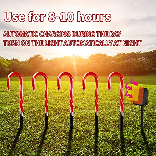 Christmas Candy Cane Lights,8 Pcs Solar Lights, 8 Modes Christmas Decoration Lawn Candy Cane Lights, Solar Powered Garden Lights, Home Led for Outdoor Garden Lighting