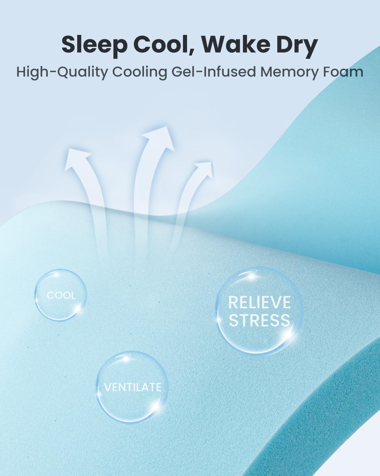 Dreamsmith Queen 3 Inch Memory Foam Mattress Topper, Cooling Gel-Infused Bed Topper for Back Pain with Removable Soft Cover, CertiPUR-US Certified, Queen
