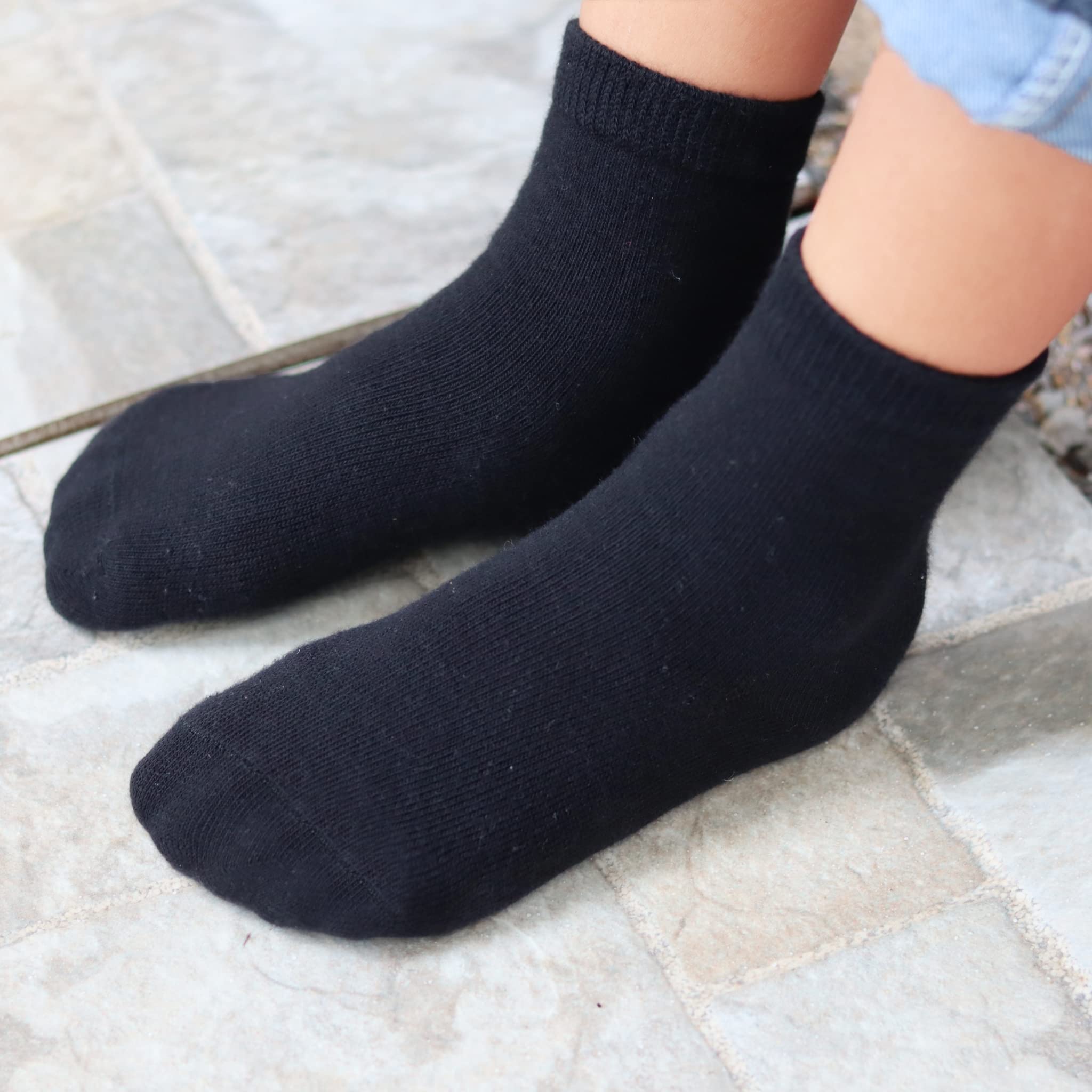 RATIVE Basic Cotton Crew Socks for Unisex Baby Infant Toddler Kids Boys Girls(1-3T,12-pairs/black)